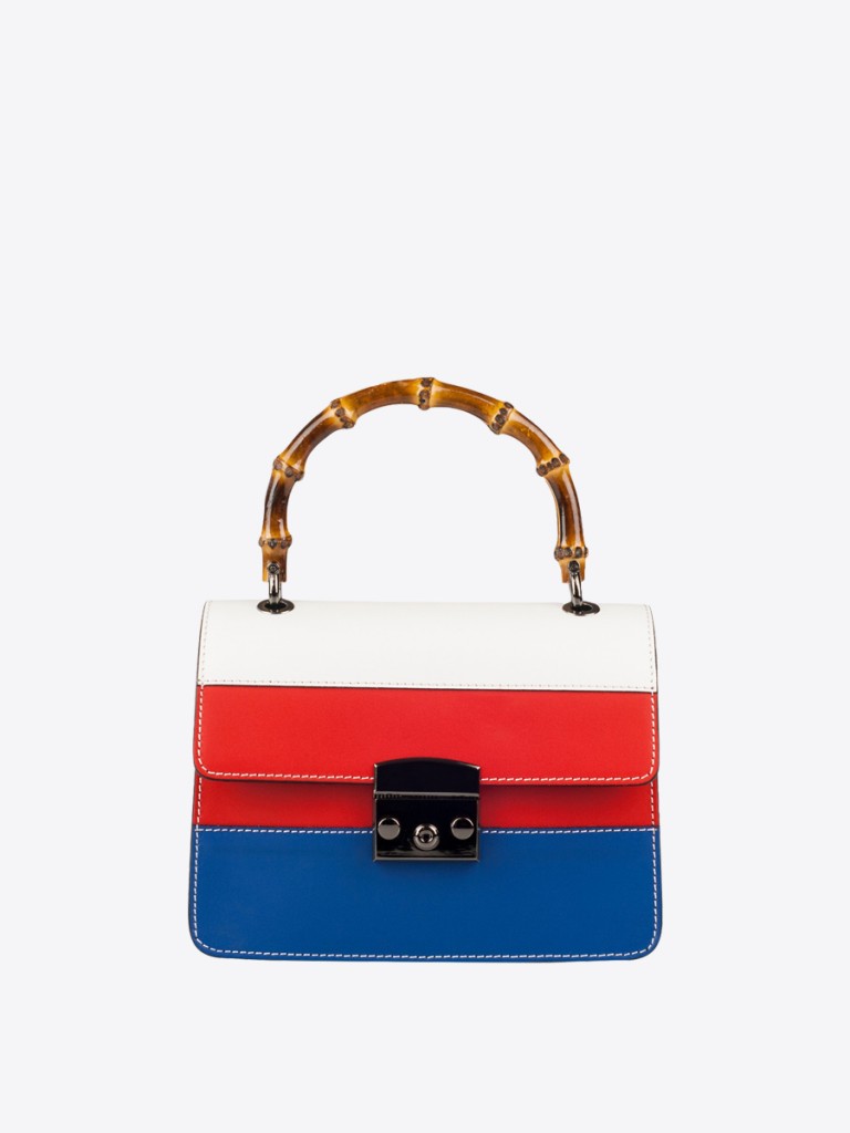 Sahara Tricolore Leather Handbag With Bamboo Handle - Ferraro Ferrari